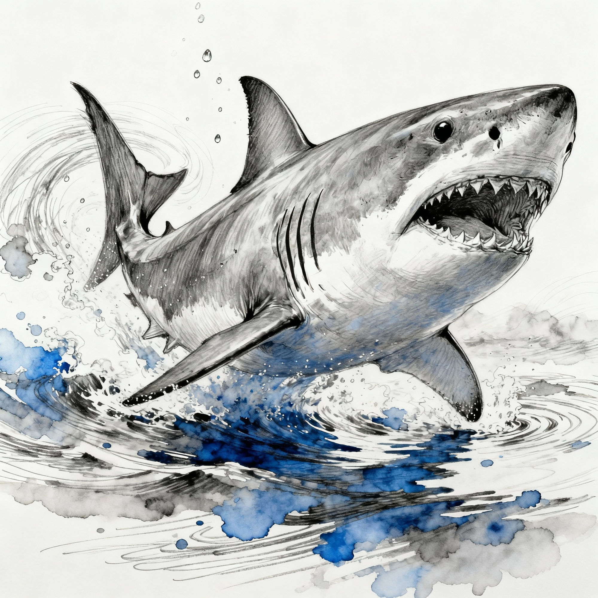 Great White Shark Drawings - AI Art Gallery