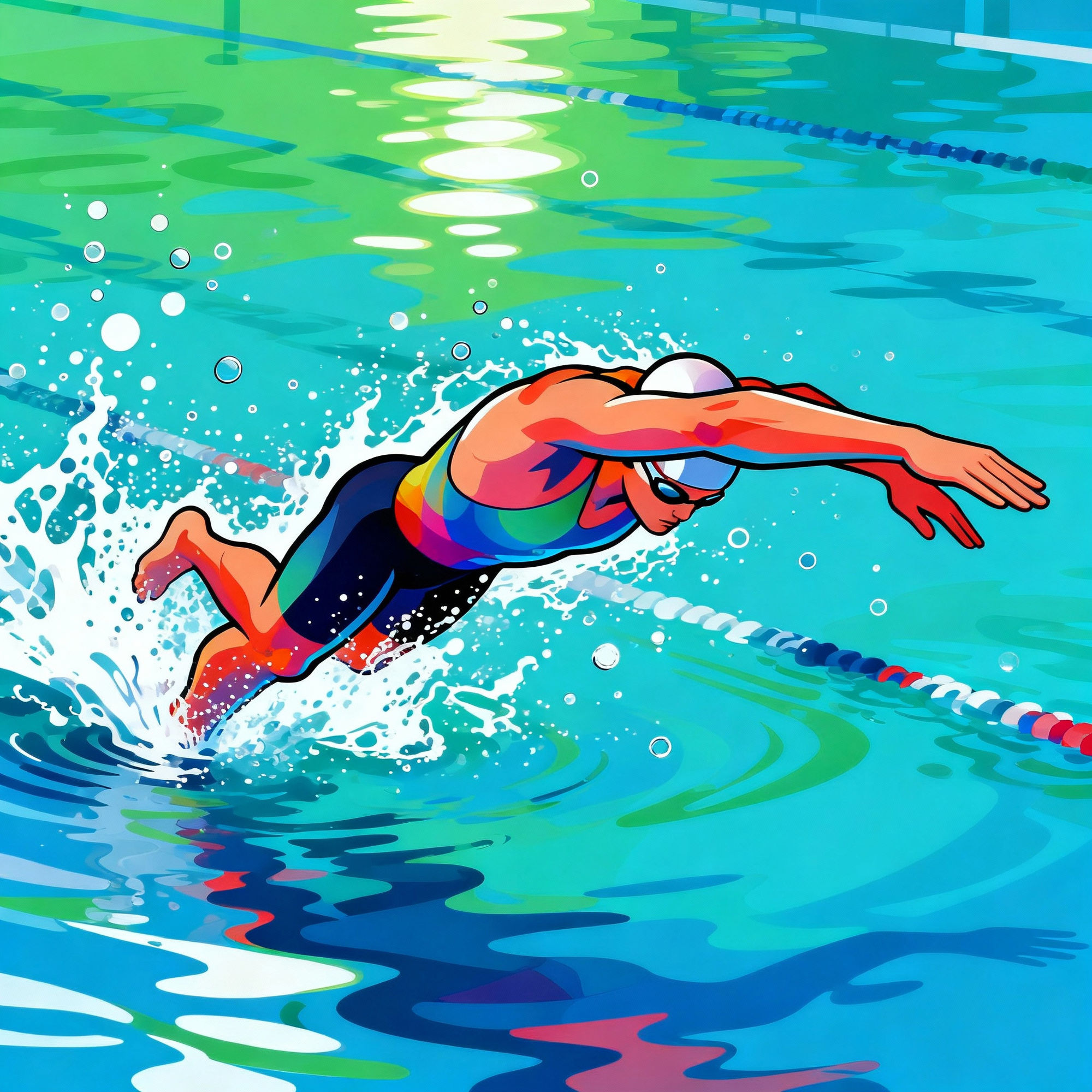 Swimming Drawings - AI Generated Art Gallery