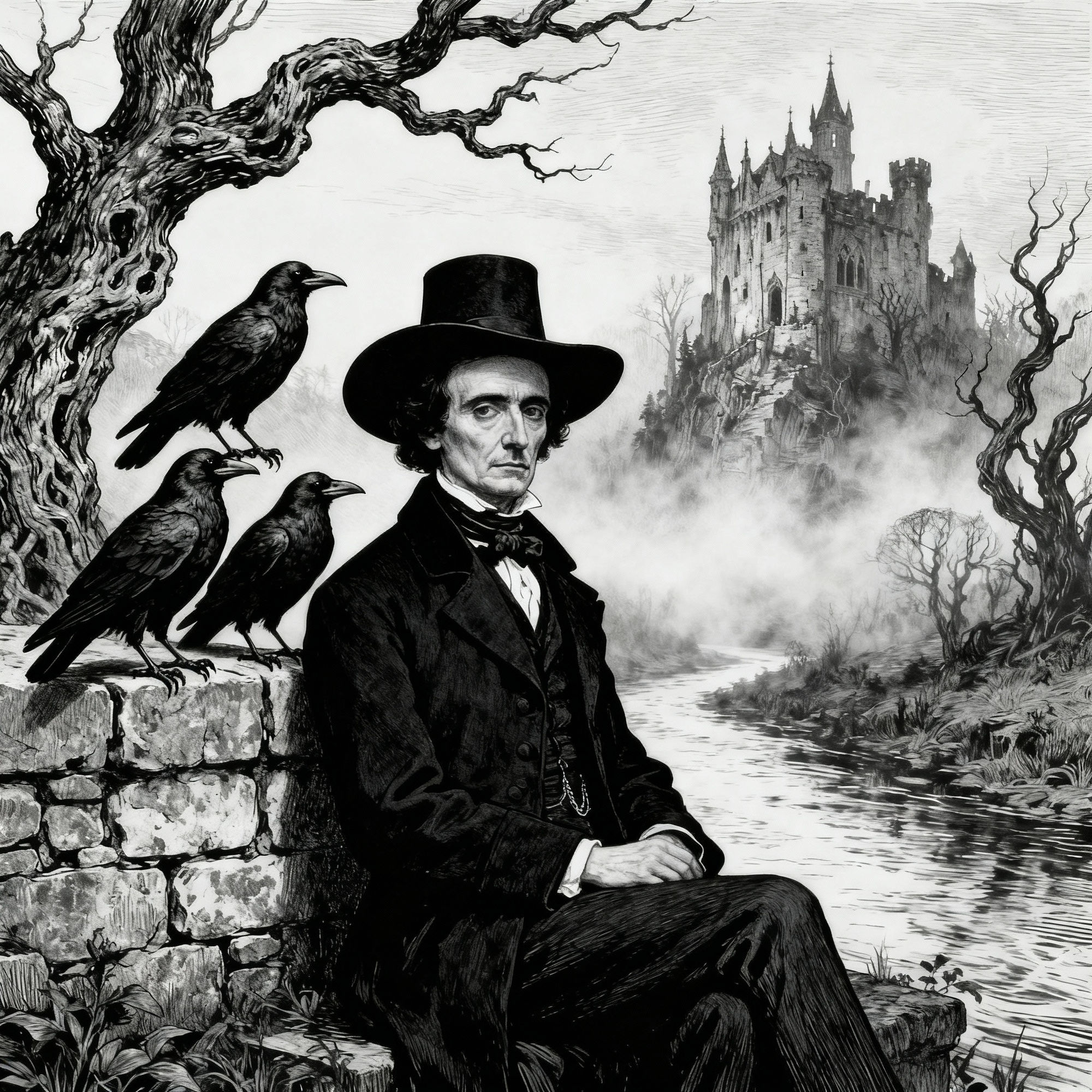 Edgar Allan Poe Drawings - AI Art Gallery