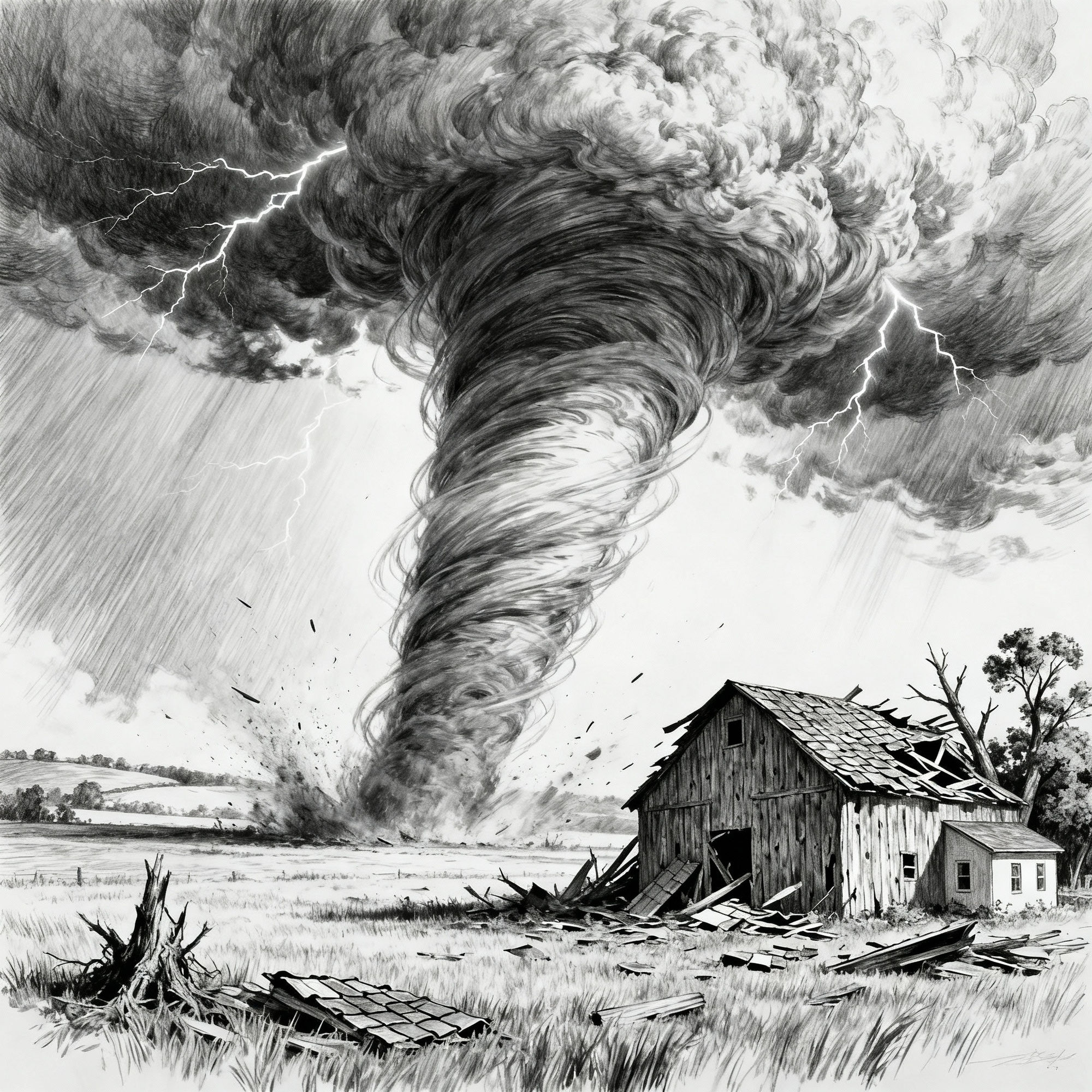 Drawing Of Tornado - AI Art Gallery