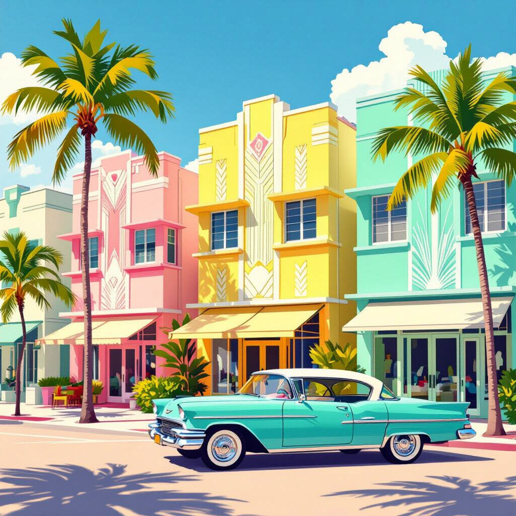 Miami Art Deco District Art - Create Unique Designs With AI