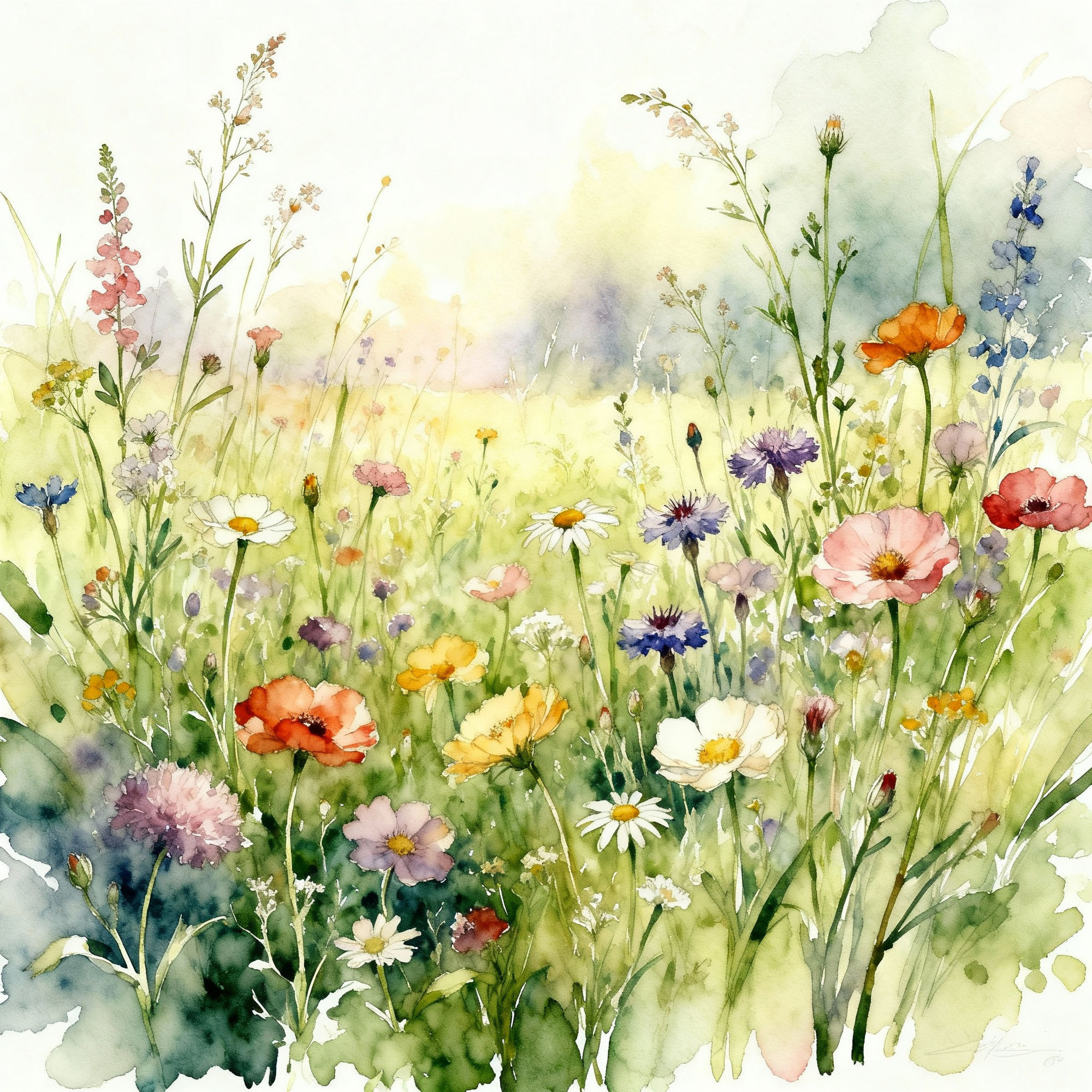 Wildflowers Drawing - AI Art Gallery