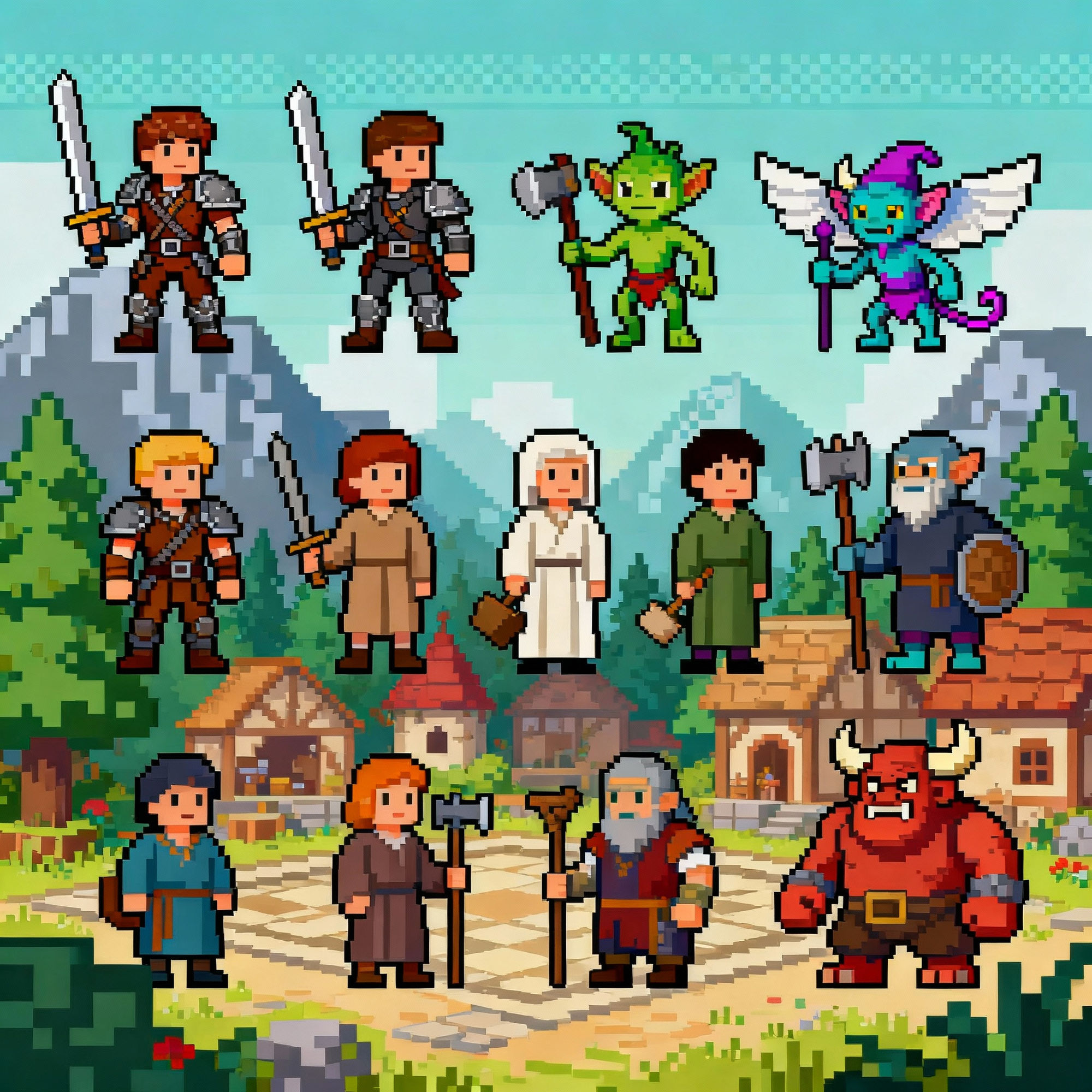 Pixel Art People - AI Generated Characters