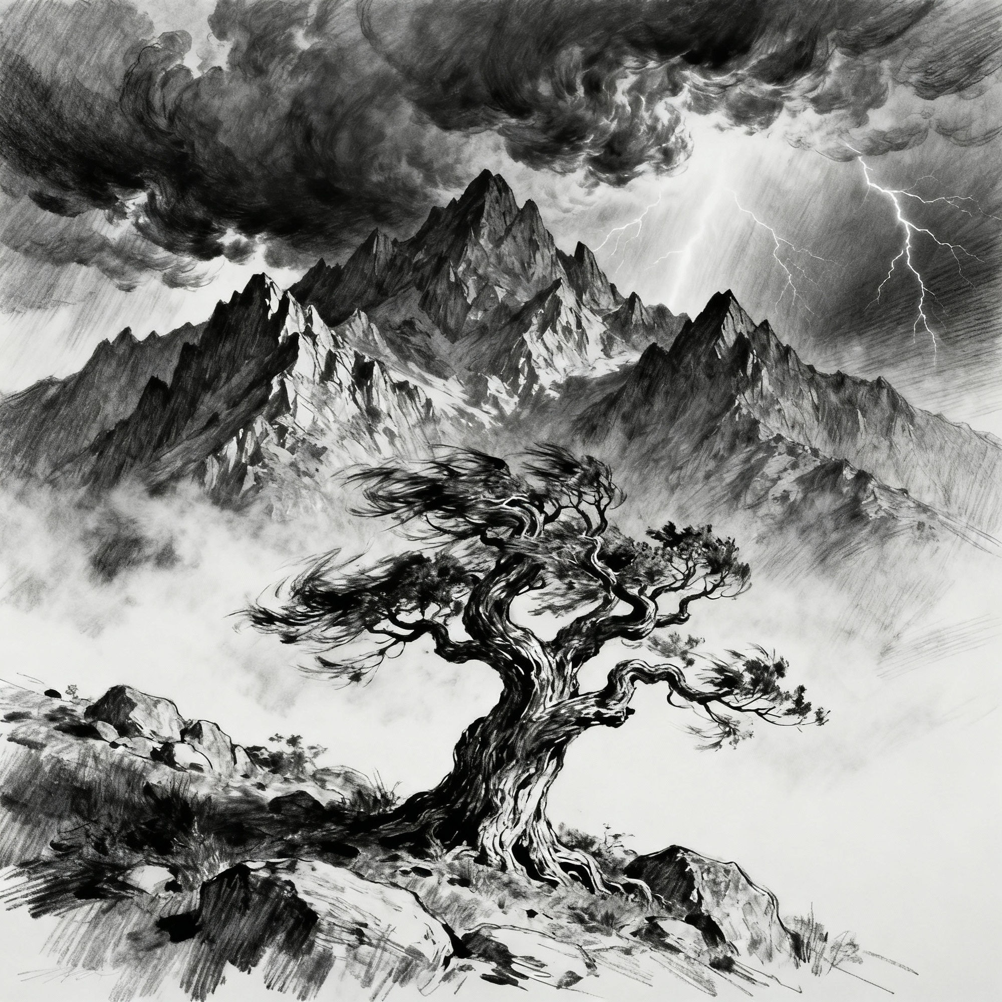 Black And White Landscape Drawings - AI Art Gallery