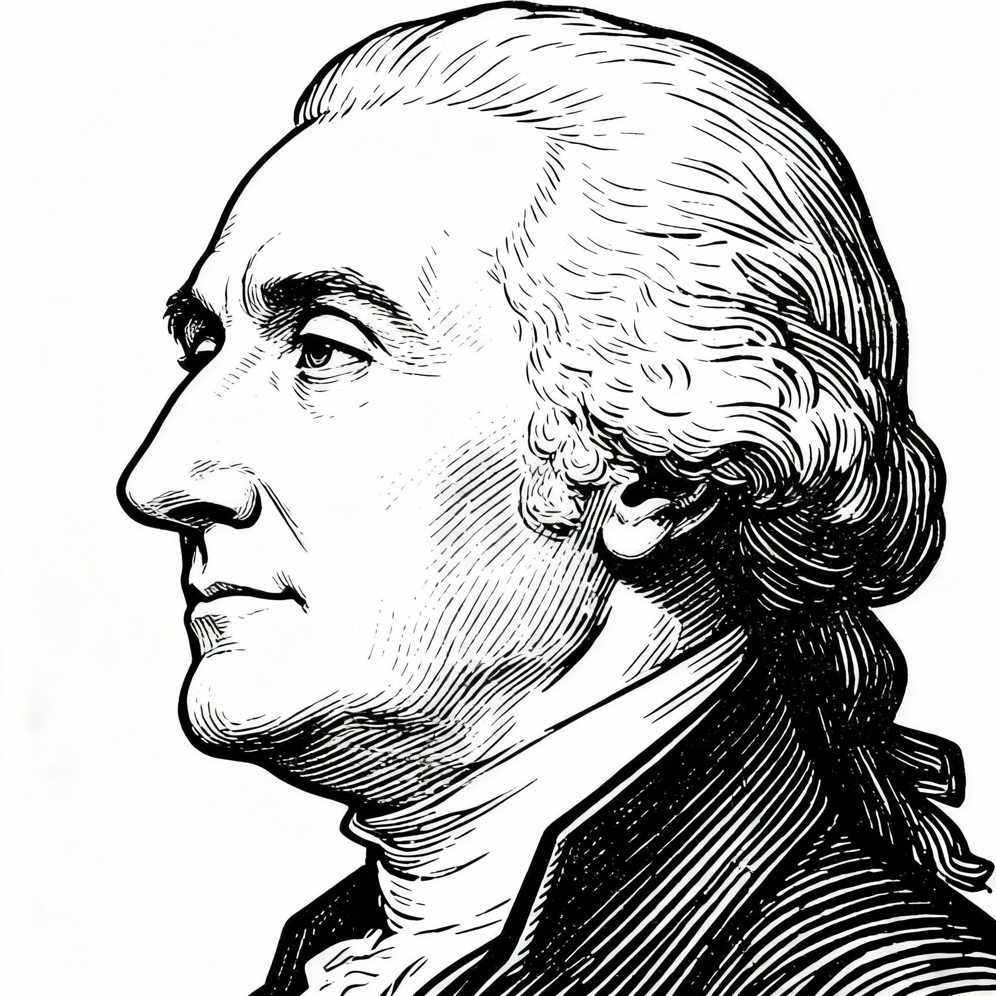 George Washington Simple Drawing - AI Generated Art