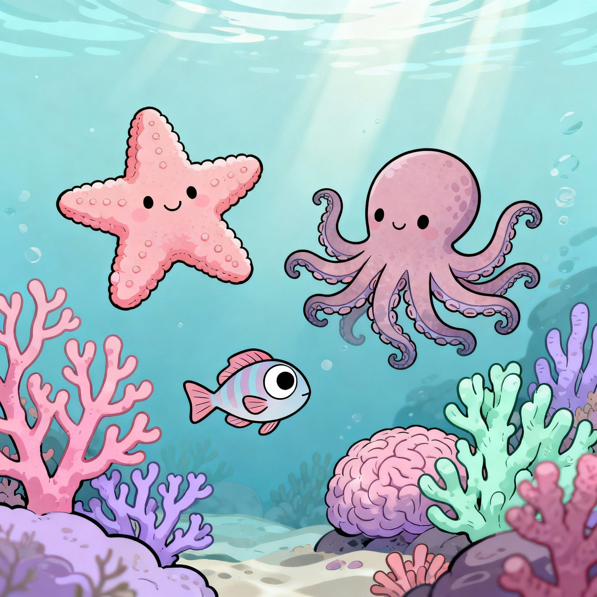 Cute Sea Creatures Drawings - AI Art Gallery