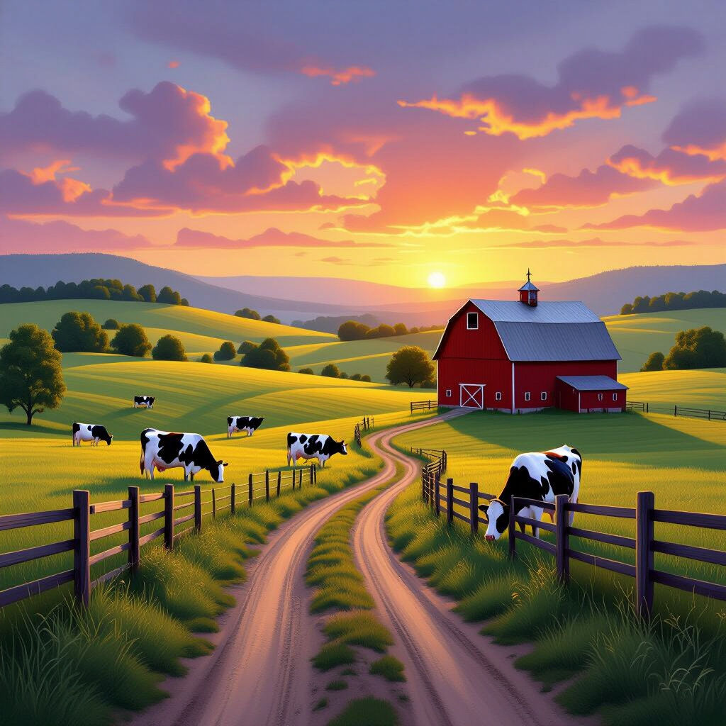Picture Of A Farm - AI Generated Farm Art