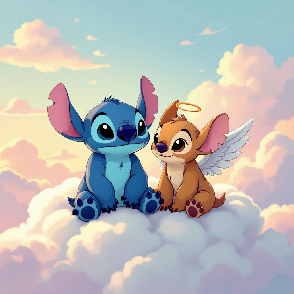 Stitch And Angel Wallpaper For Computer - Cute AI Art