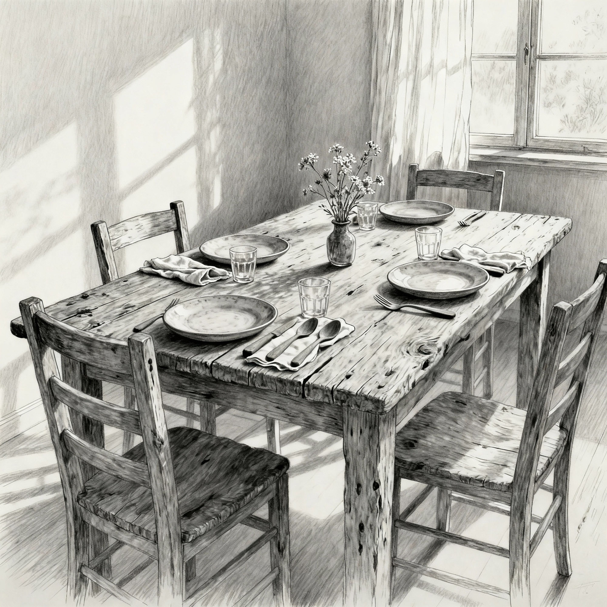 Drawing Of A Table - AI Art Gallery