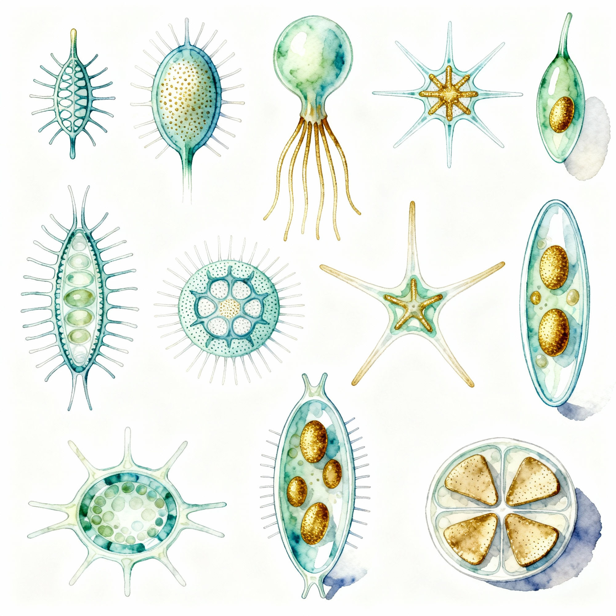 Phytoplankton Drawings - AI Generated Art