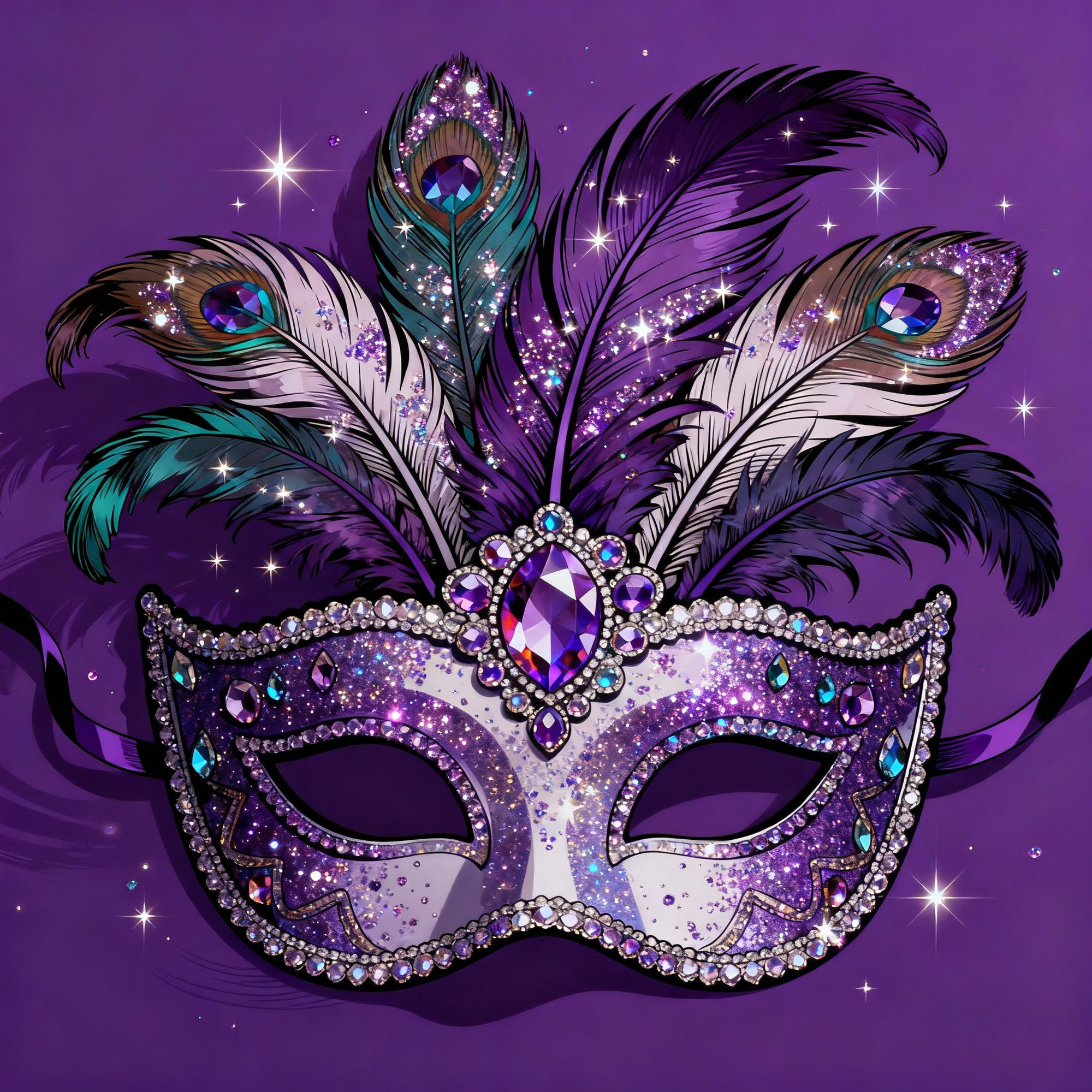 Mardi Gras Mask Drawings - AI Generated Art