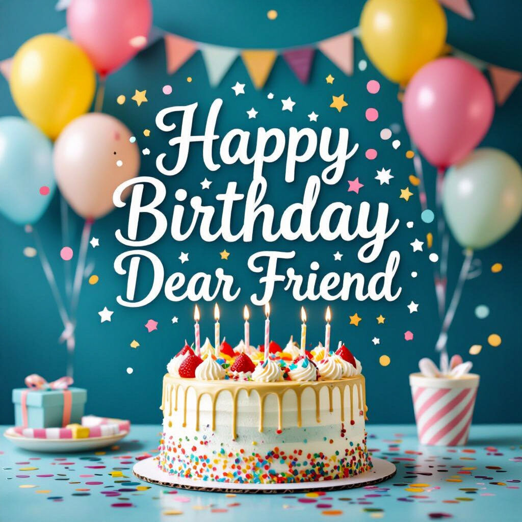 Happy Birthday Dear Friend Images - AI Generated & Customizable