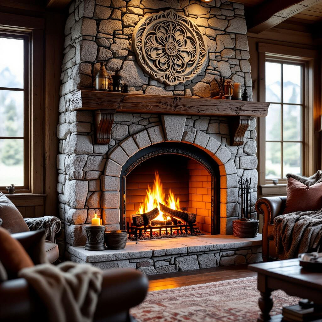 Pictures Of Stone Fireplaces - AI Generated Designs