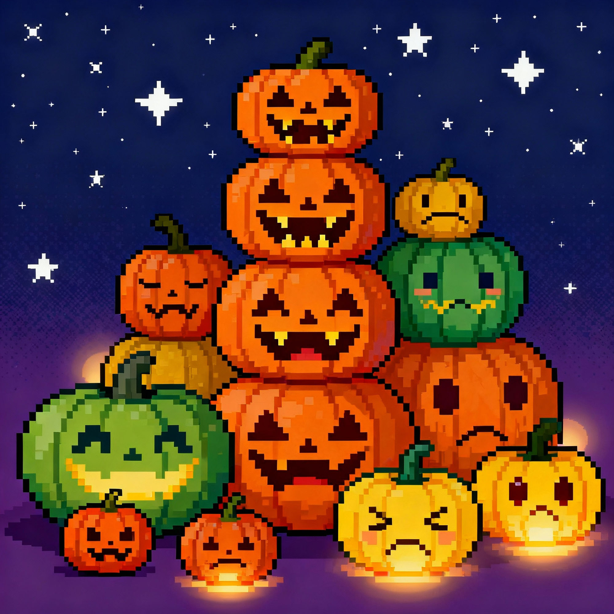 Pixel Art Pumpkins - AI Generated Art