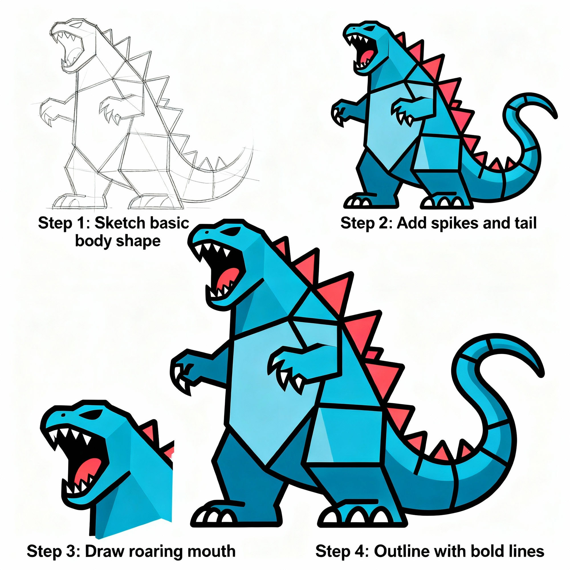 Easy Godzilla Drawing - AI Art Gallery