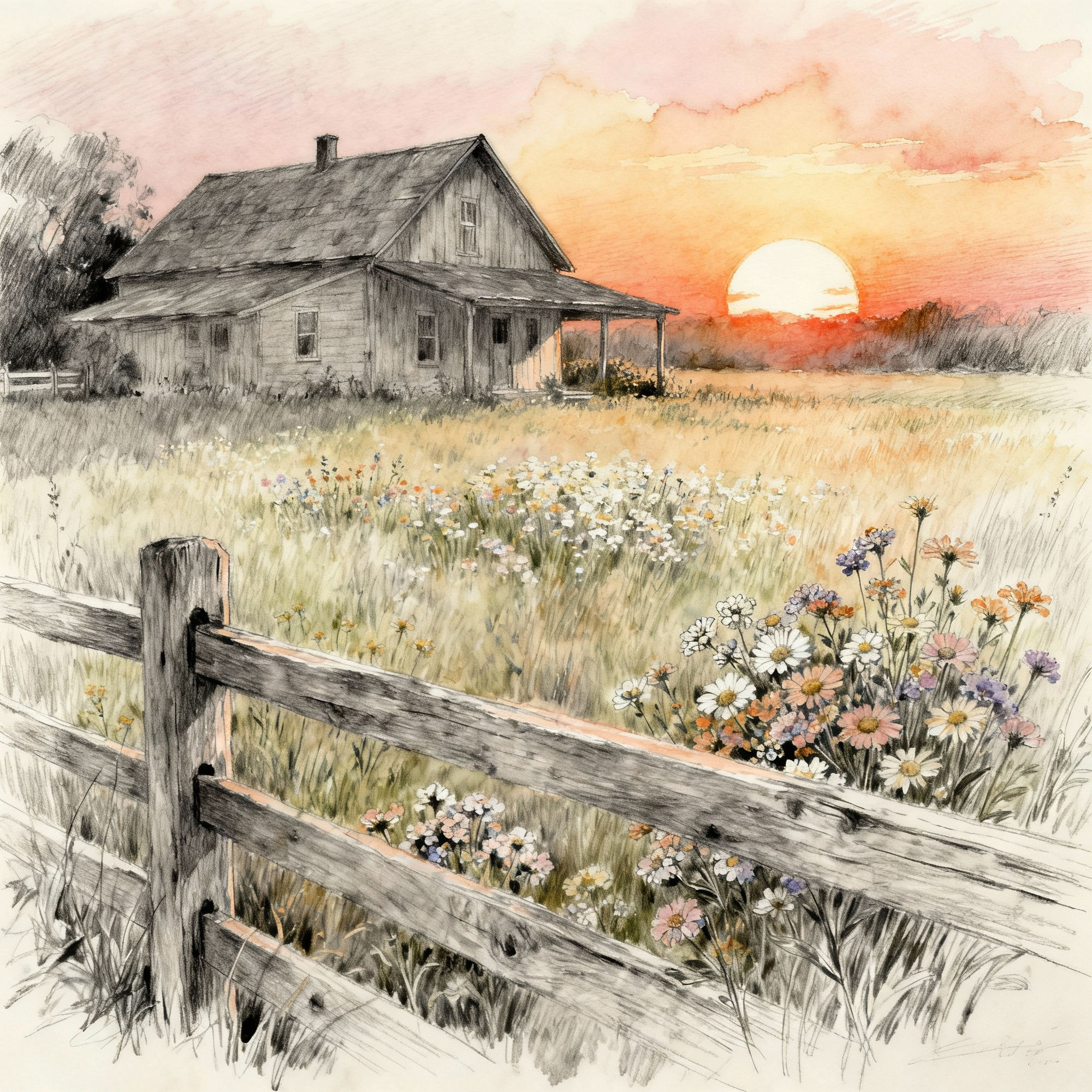 Farmhouse Drawings - Create Your Own AI Art