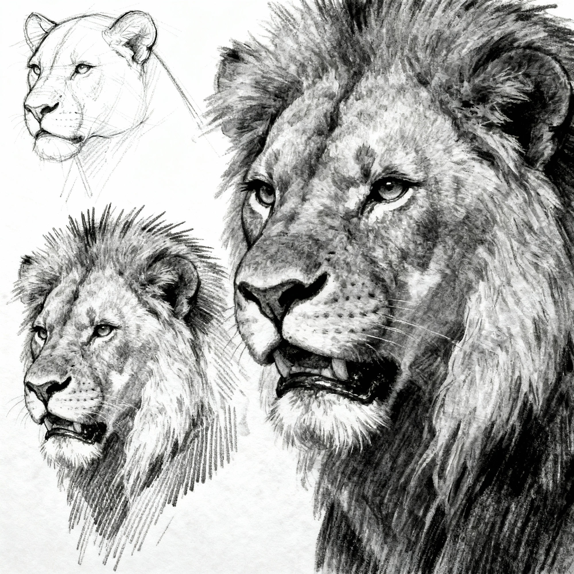 Lion Drawing Step By Step - AI Art Tutorials