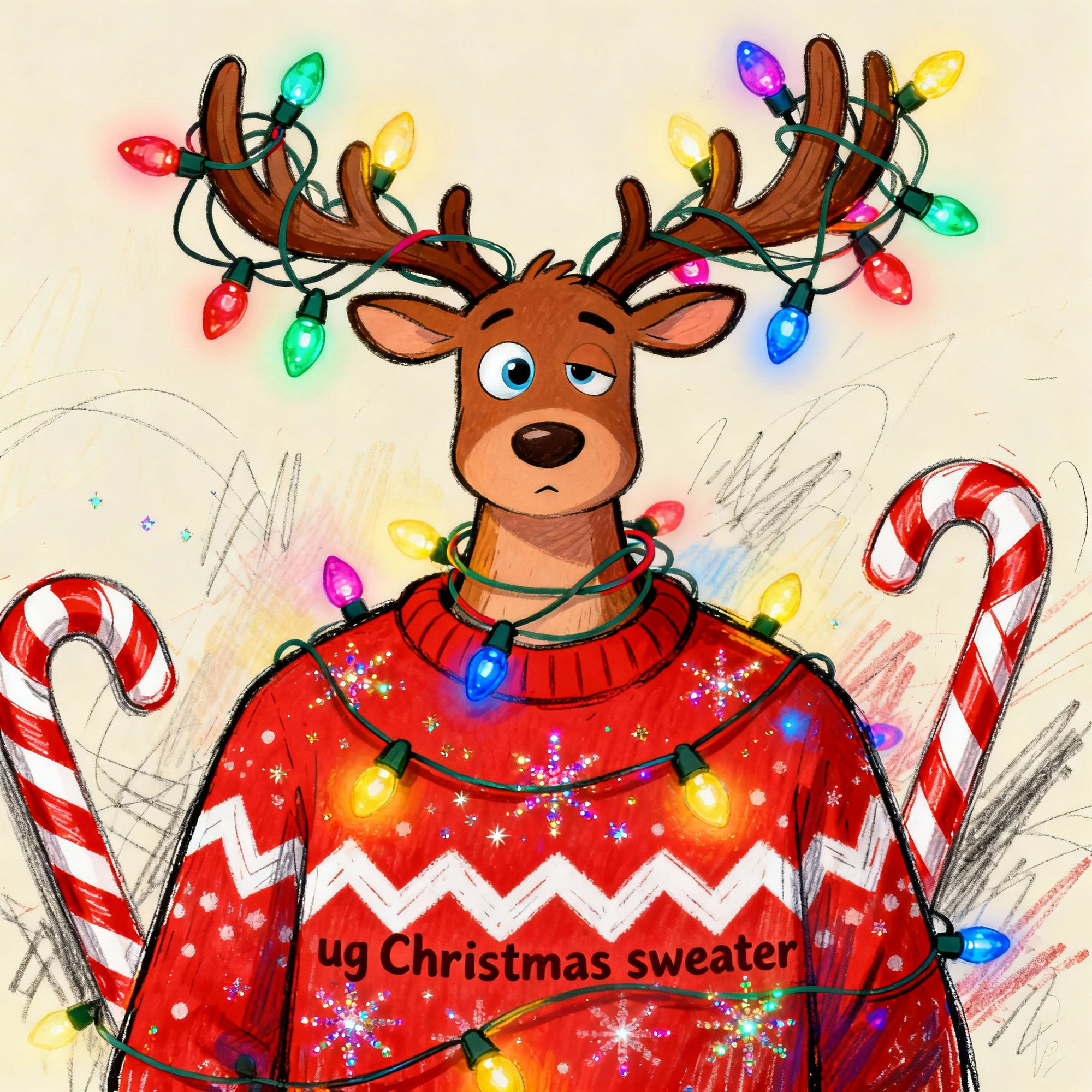 Ugly Christmas Sweater Drawings - AI Generated Art