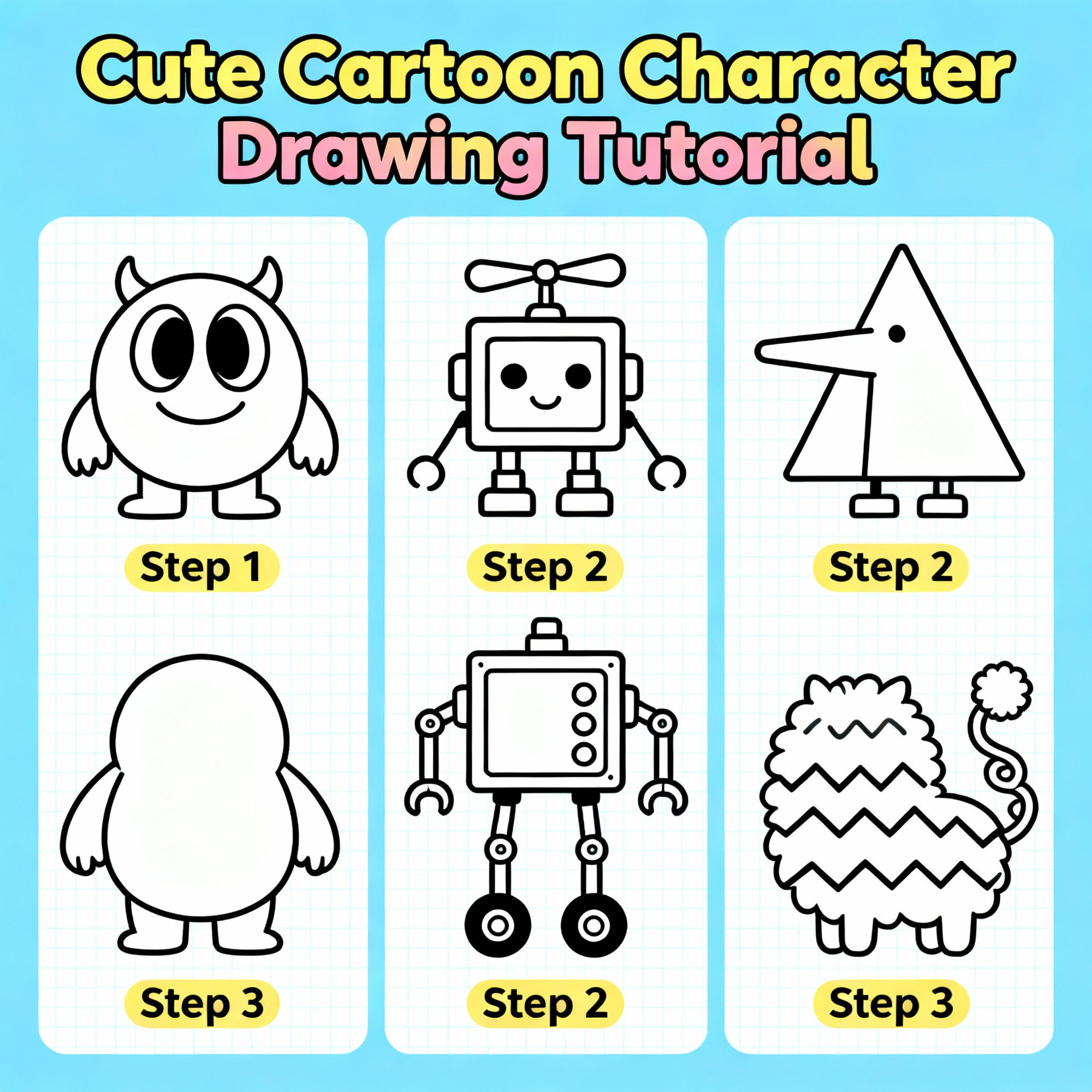 Easy Cartoon Characters Drawing - Made With AI
