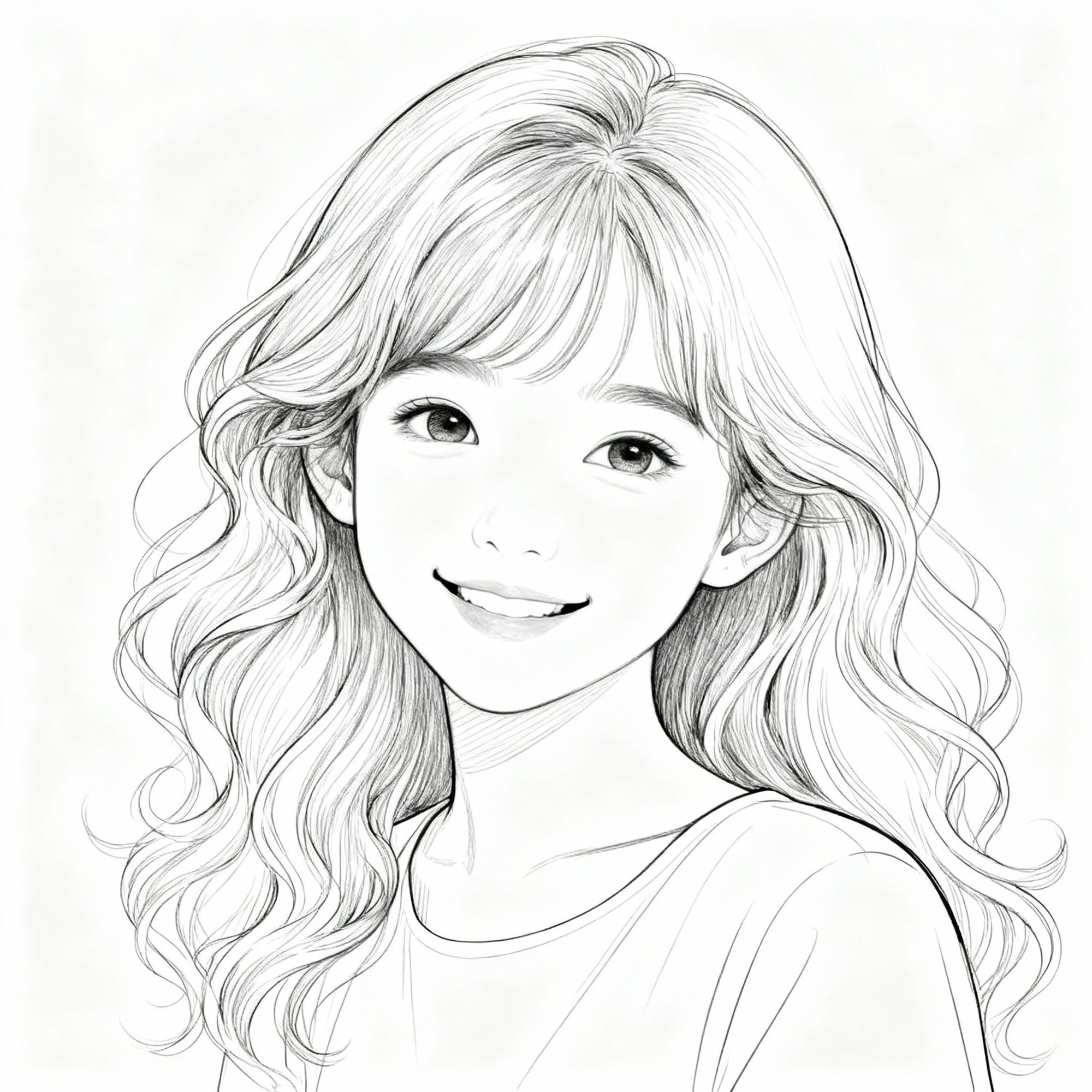 Easy Girl With Curly Hair Drawing - AI Art Generator