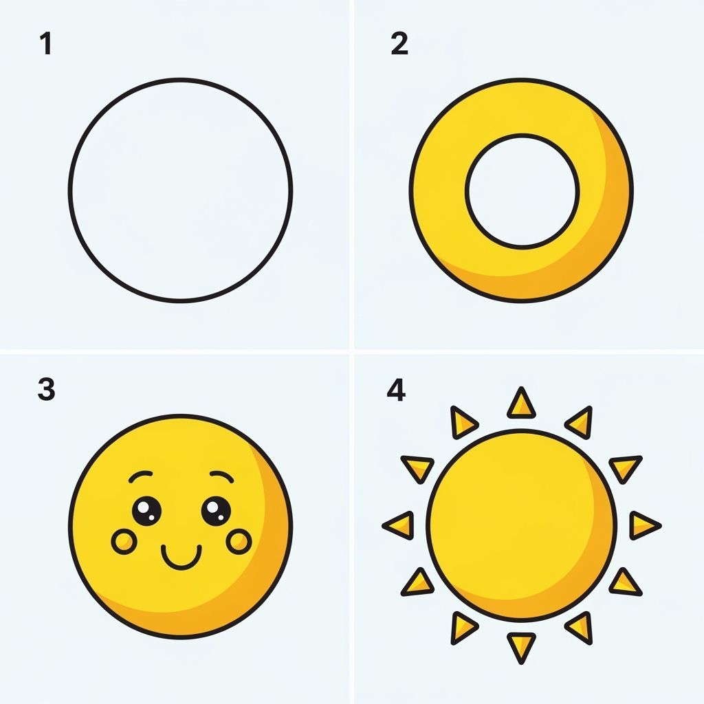 Bright Sun Drawing Tutorials And Artistic Ideas
