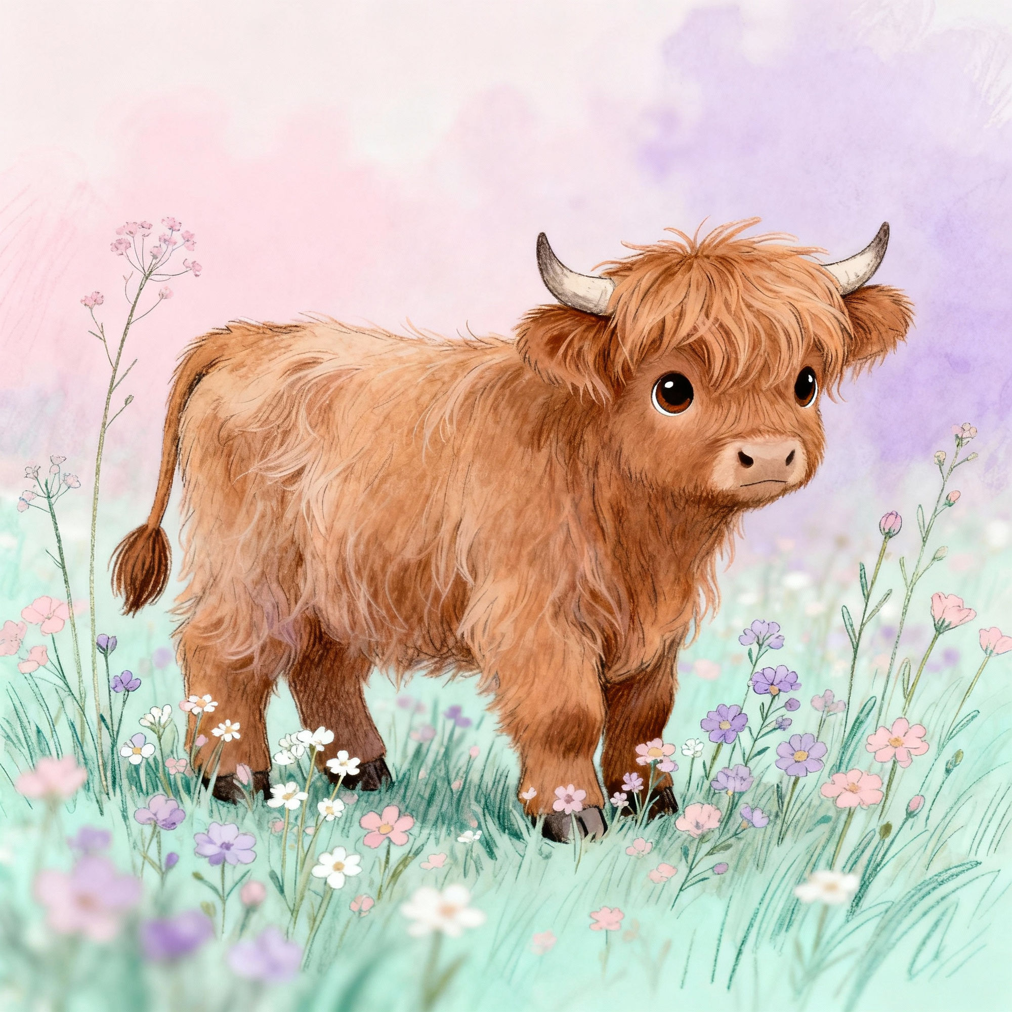 Baby Highland Cow Drawings - Create Your Own AI Art