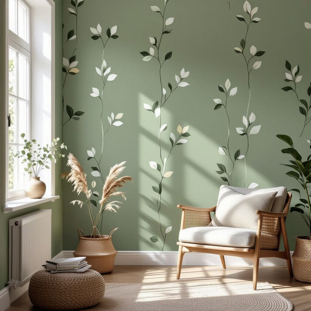 Sage Green Peel And Stick Wallpaper - Create Your Own