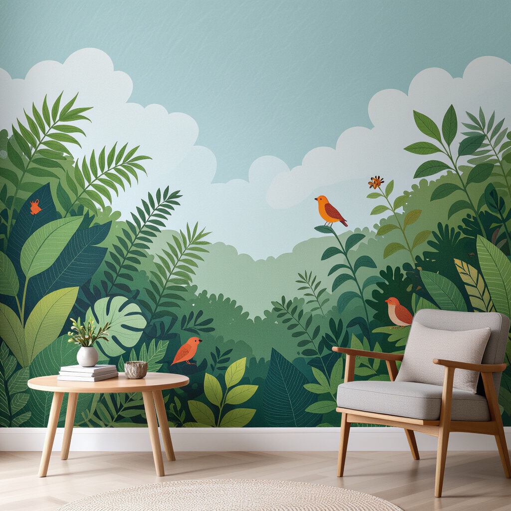 AI Wallpaper On Bottom Half Of Wall - Create Yours