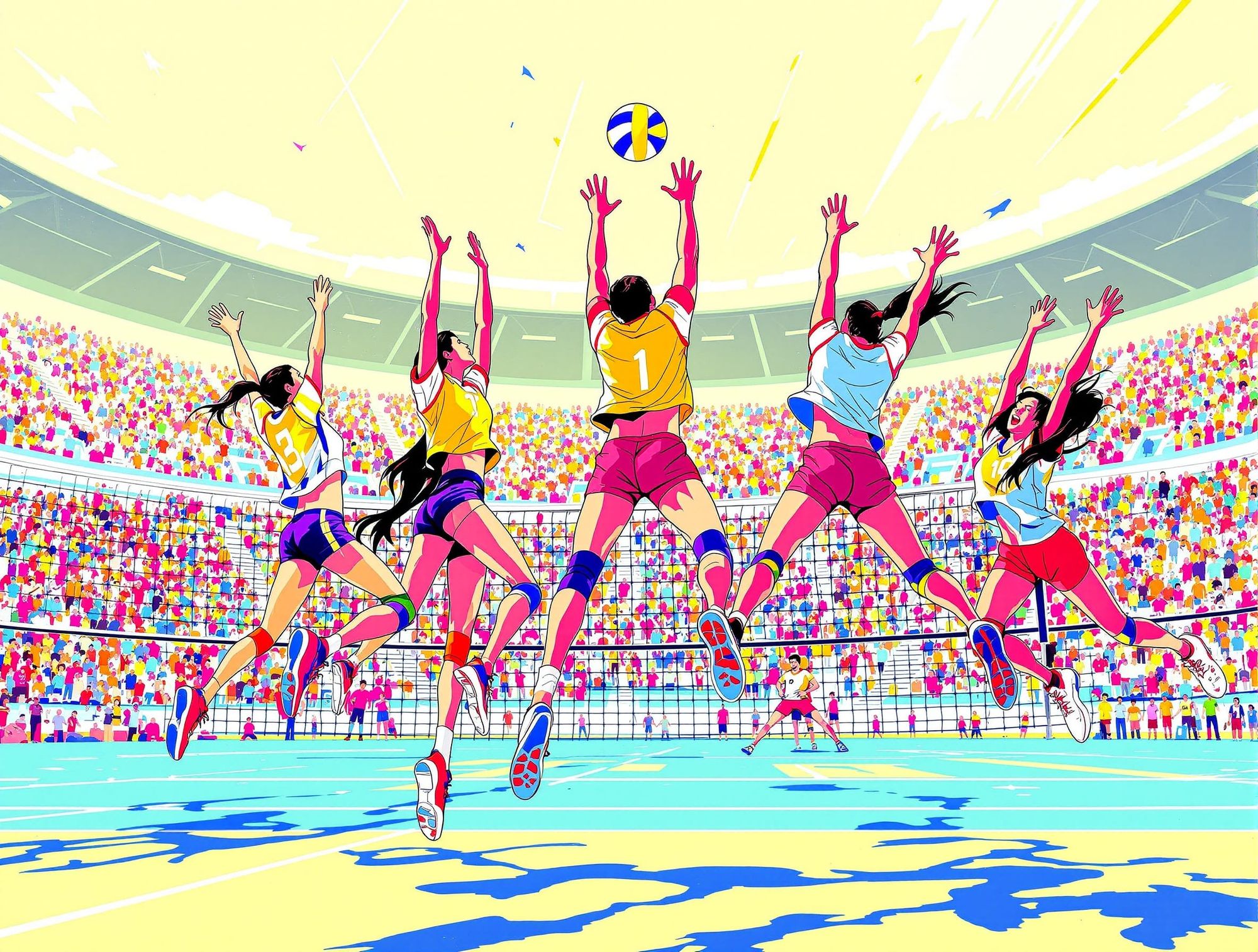 Dynamic Volleyball Drawings And Sports Art
