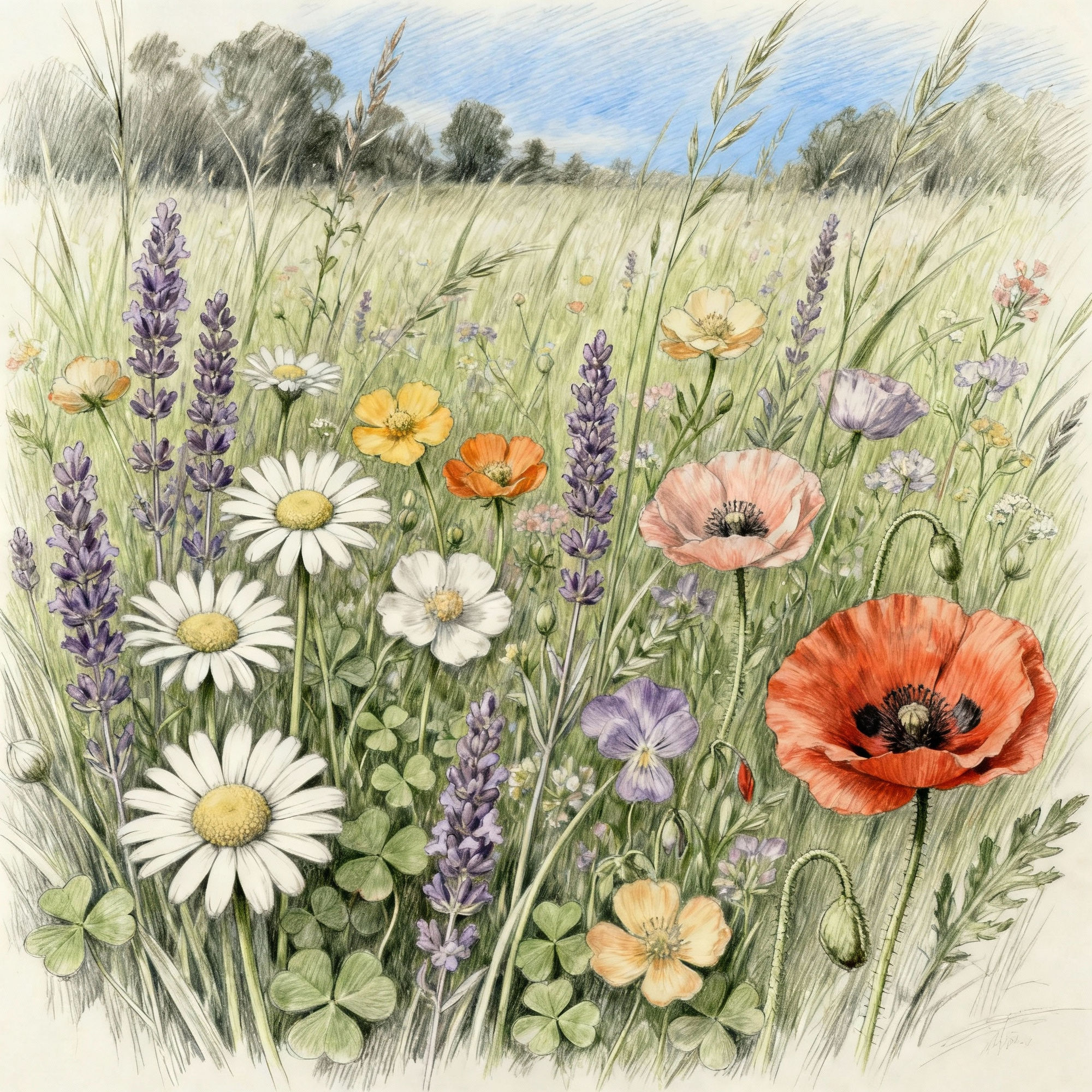 Wild Flowers Drawings - Create Stunning AI Art