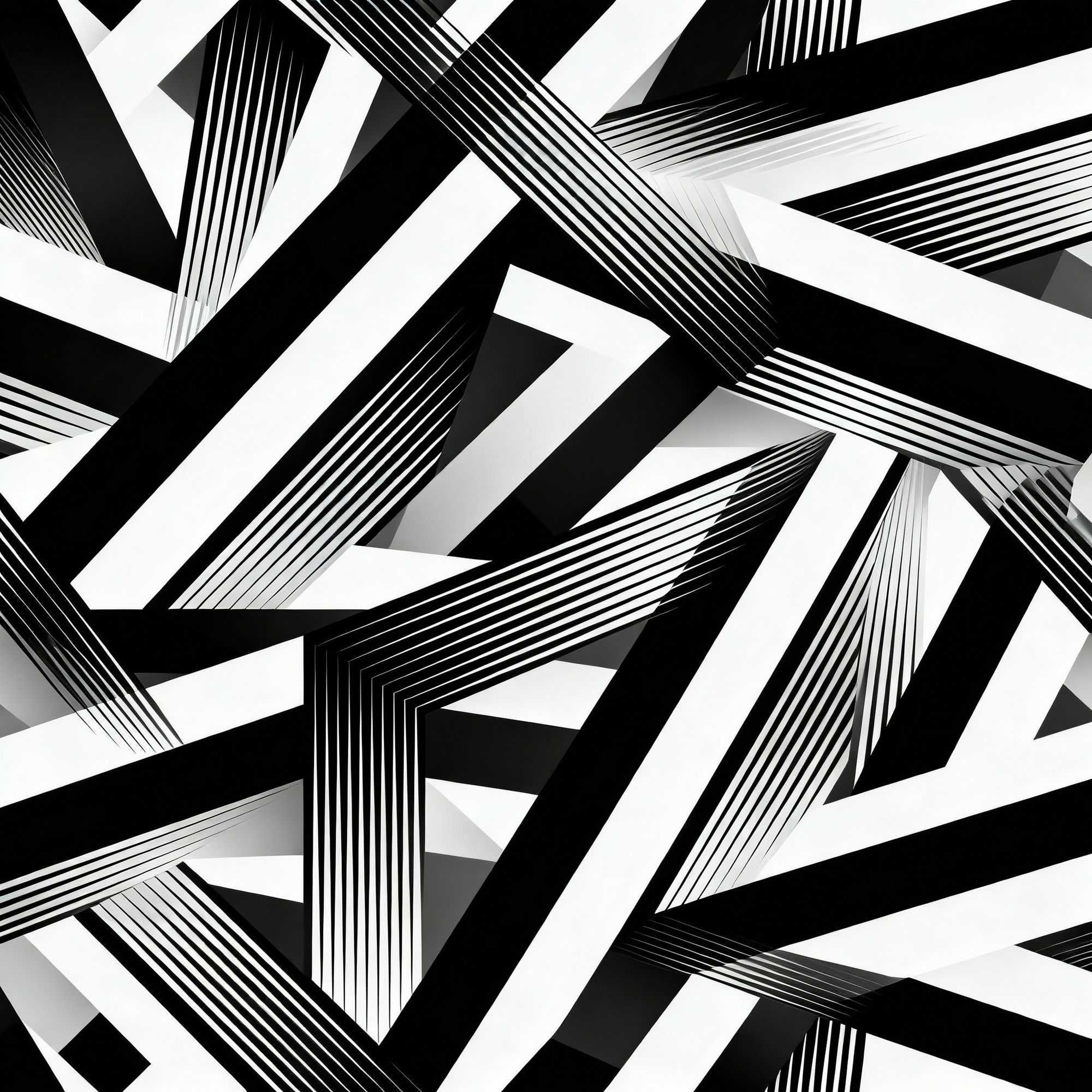 Black And White Geometric Wallpaper - AI Generated Art