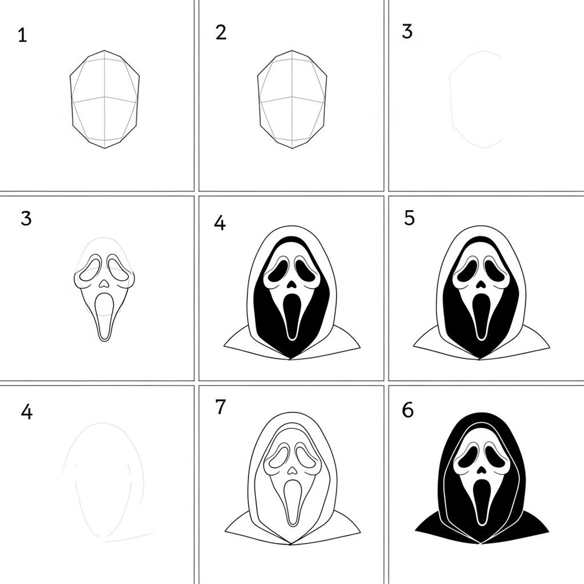 Spooky Ghostface Drawing Tutorials