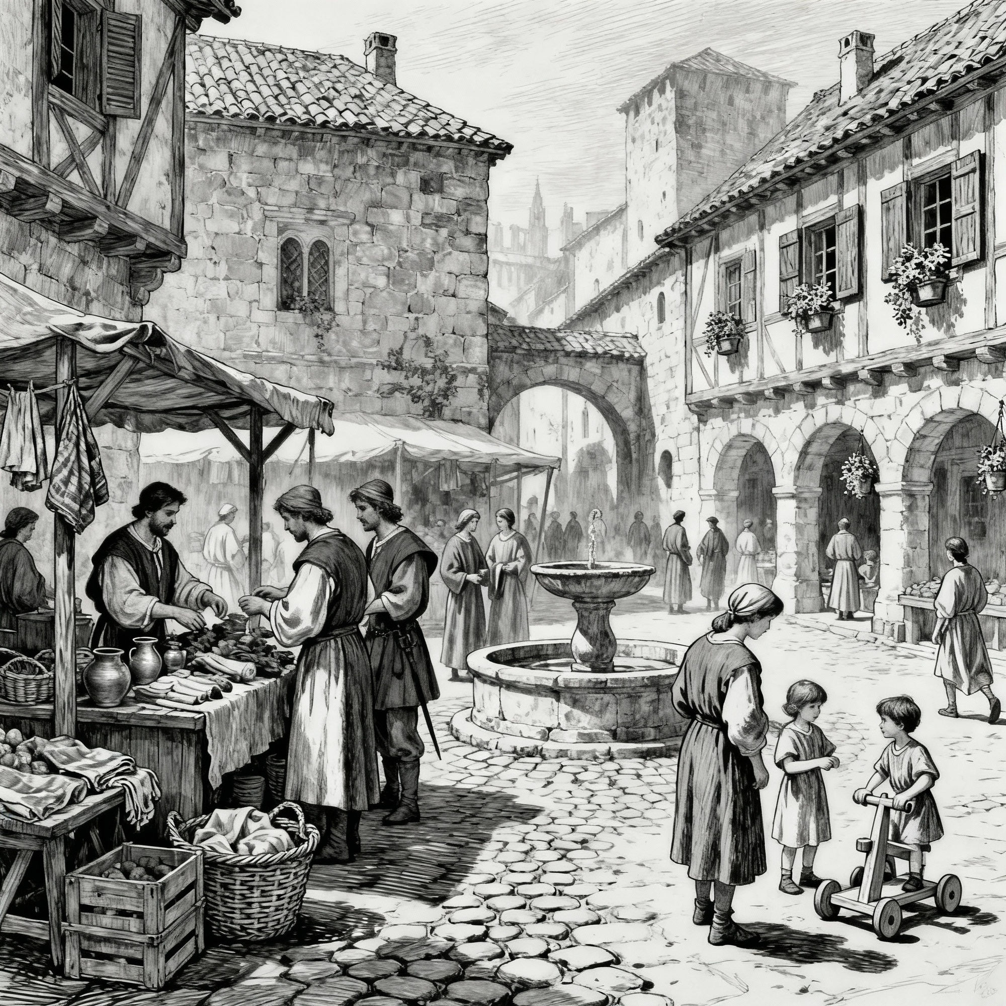 Traditional Economy Drawings - AI Generated Art