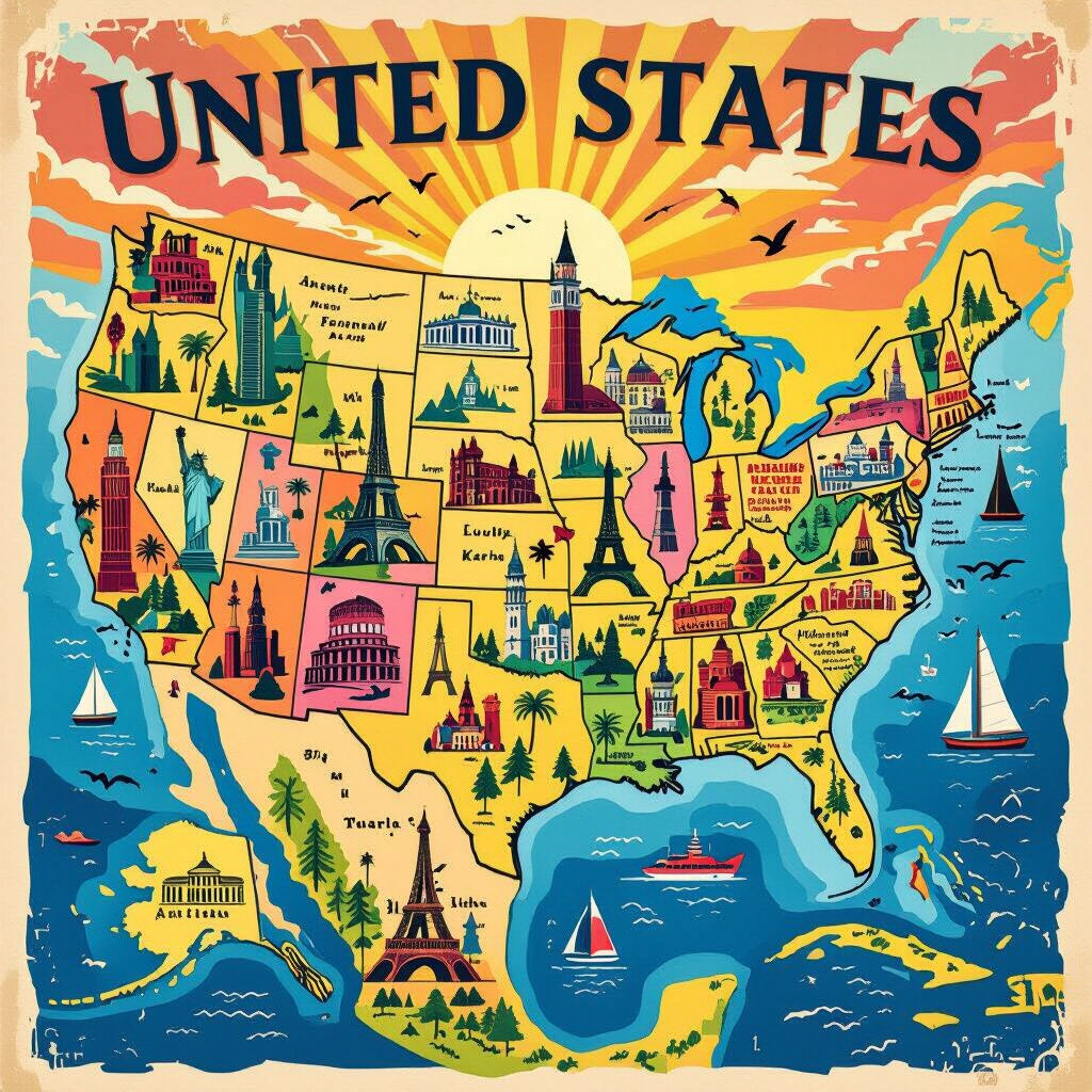 Picture Of The Us Map - AI Art Gallery