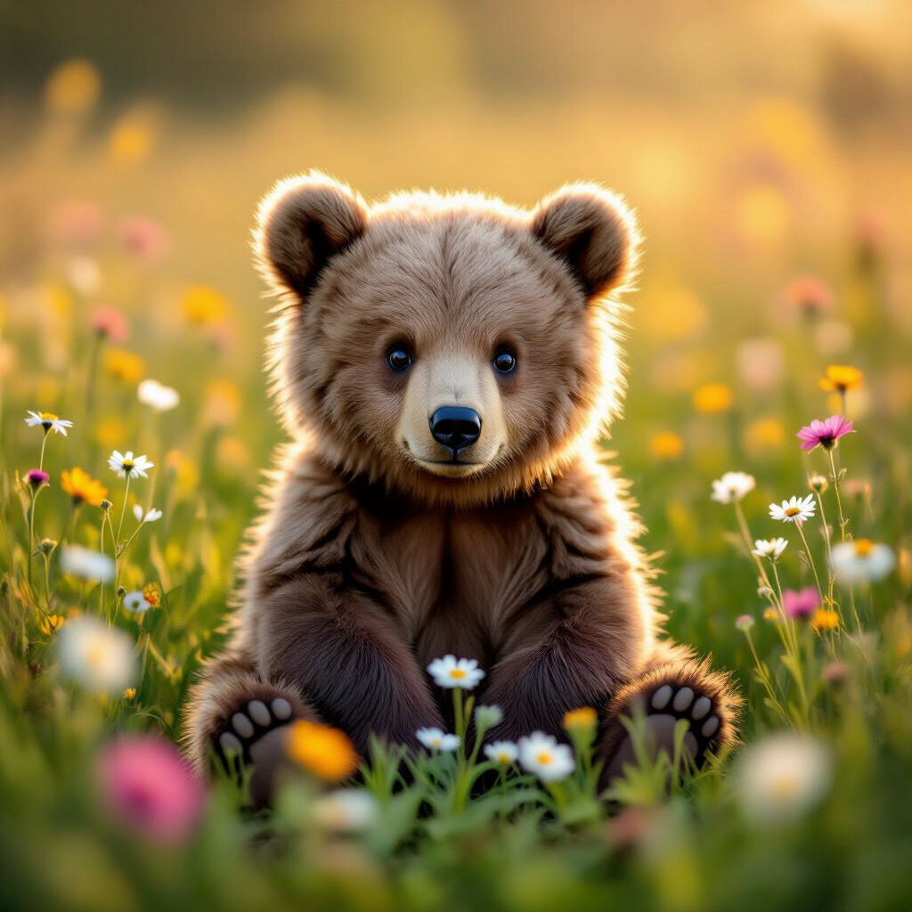 Cute Aesthetic Brown Bear Wallpaper - AI Generated