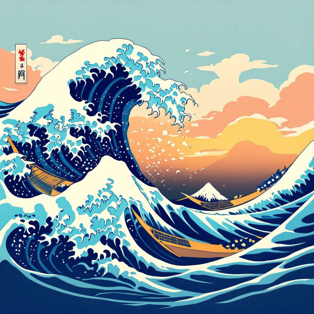 The Great Wave Wallpaper - AI Art