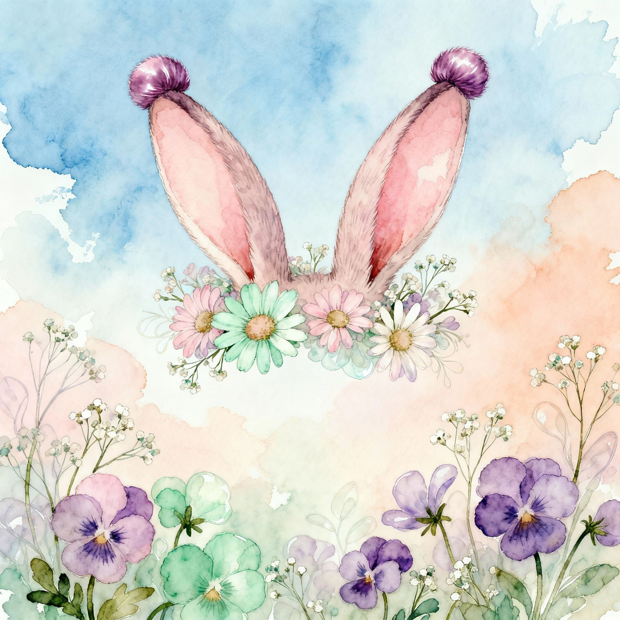 Bunny Ears Drawing - AI Generated Art