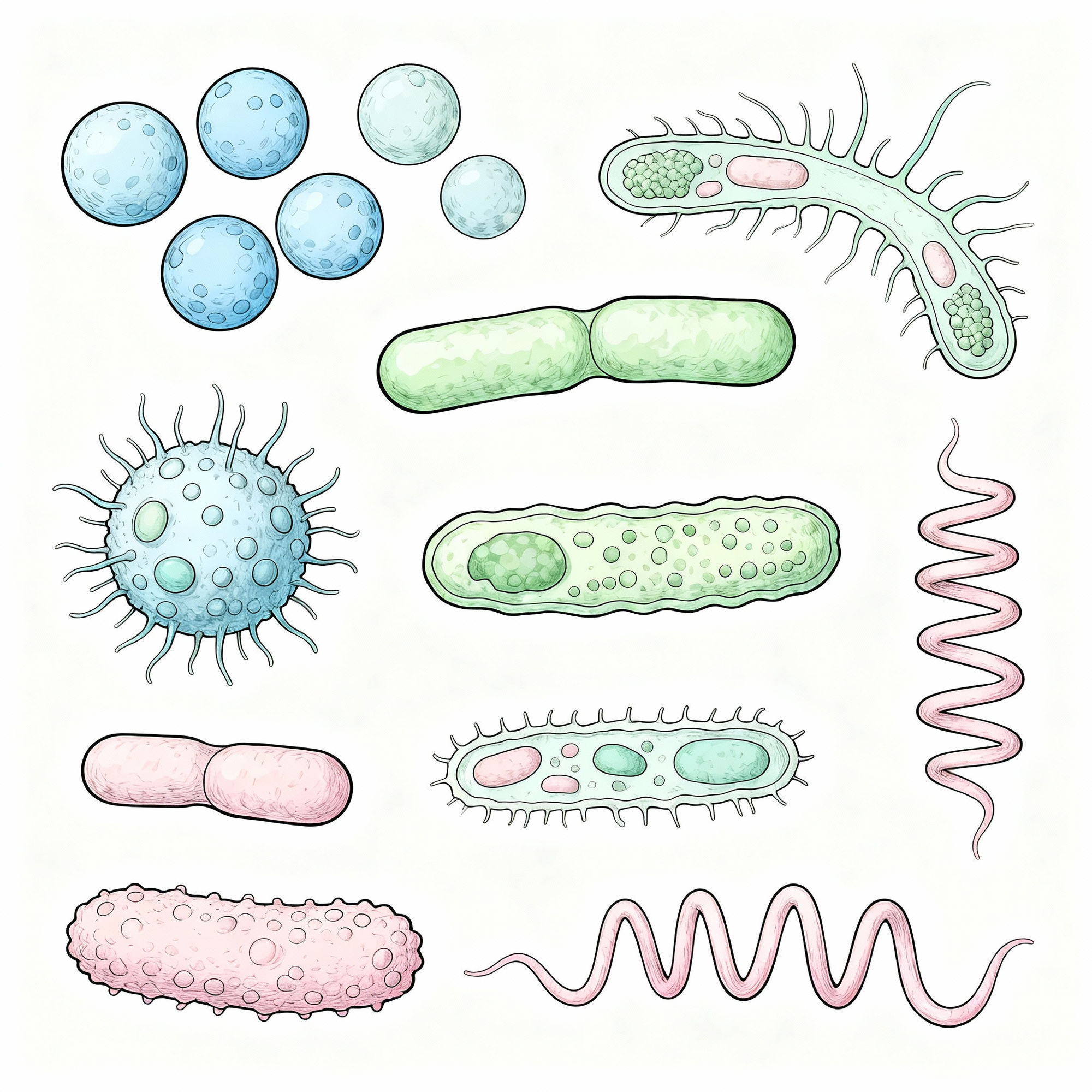 Bacteria Drawings - AI Generated Art