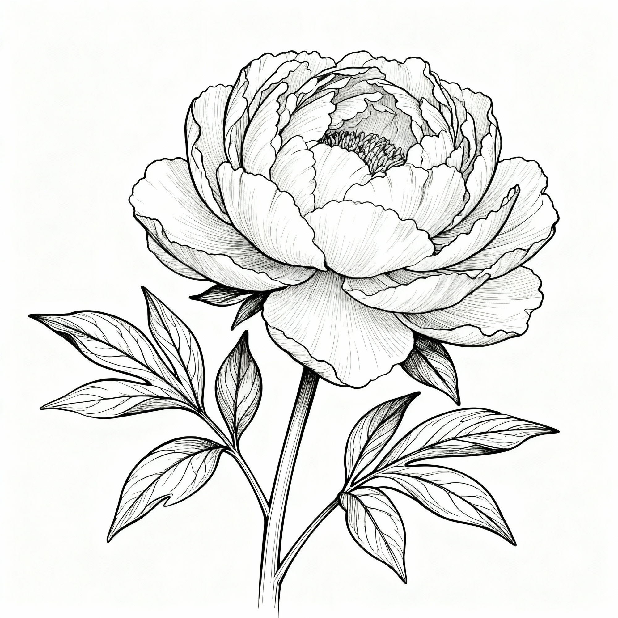 Peony Flower Drawings - AI Generated Art
