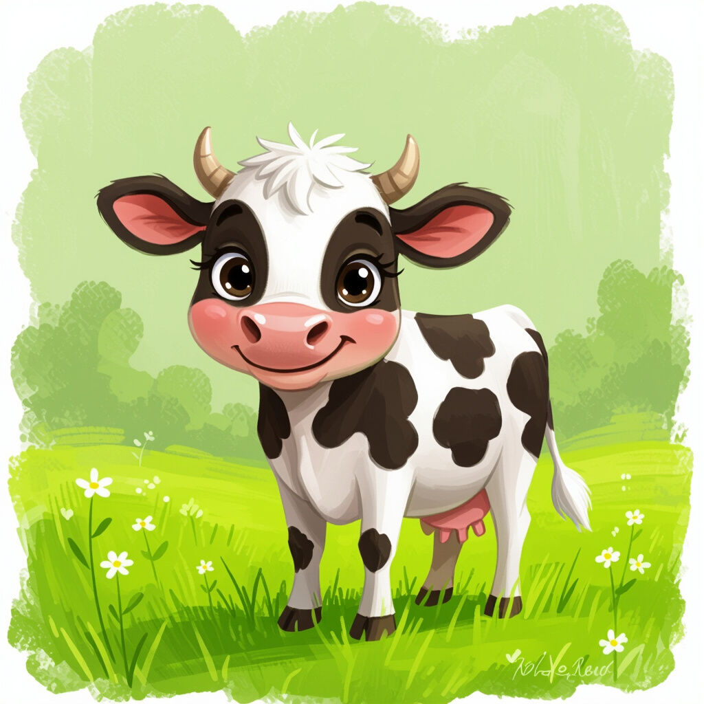Drawing Cow Art - AI Generated