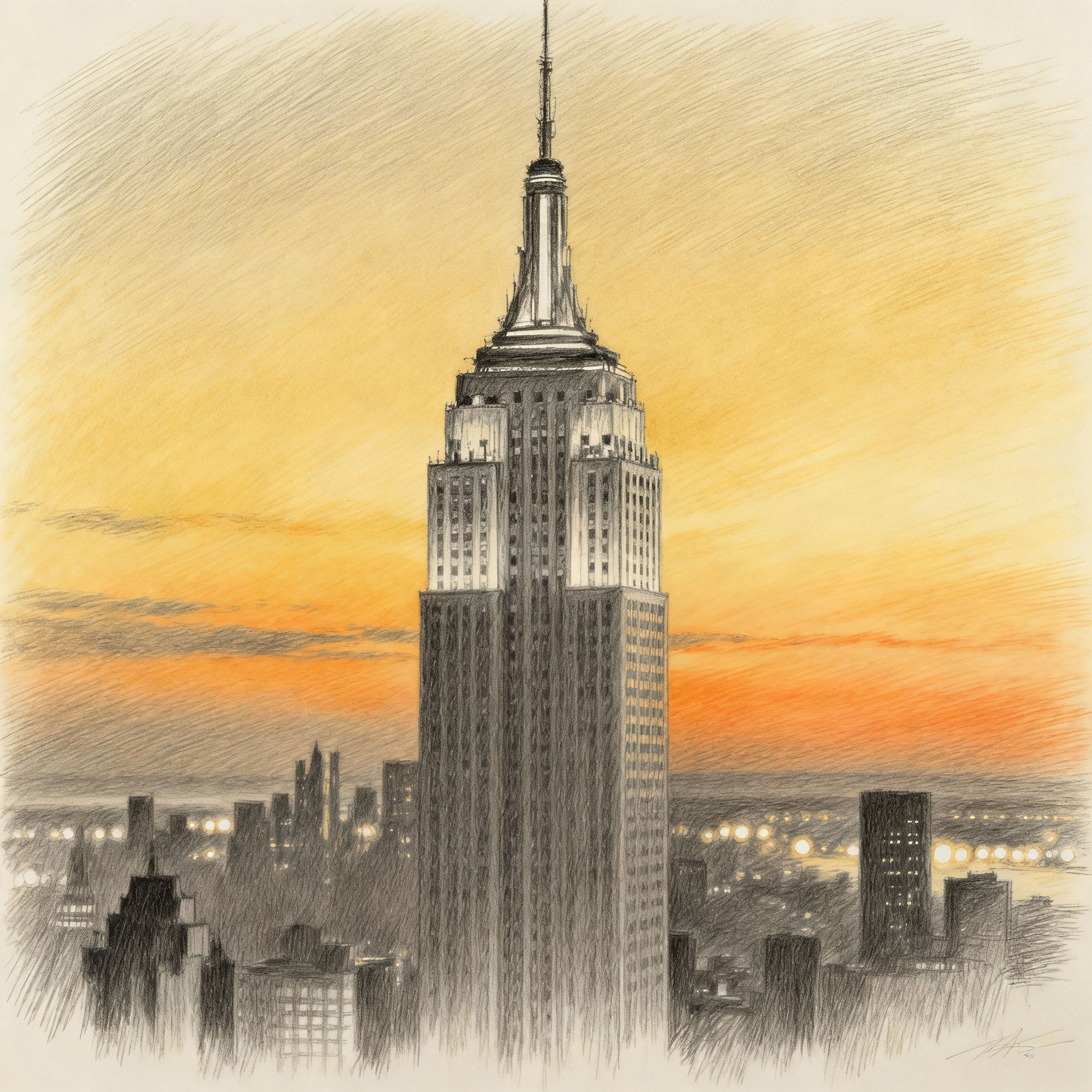 Empire State Building Drawings - AI Art Gallery | Nightcafe