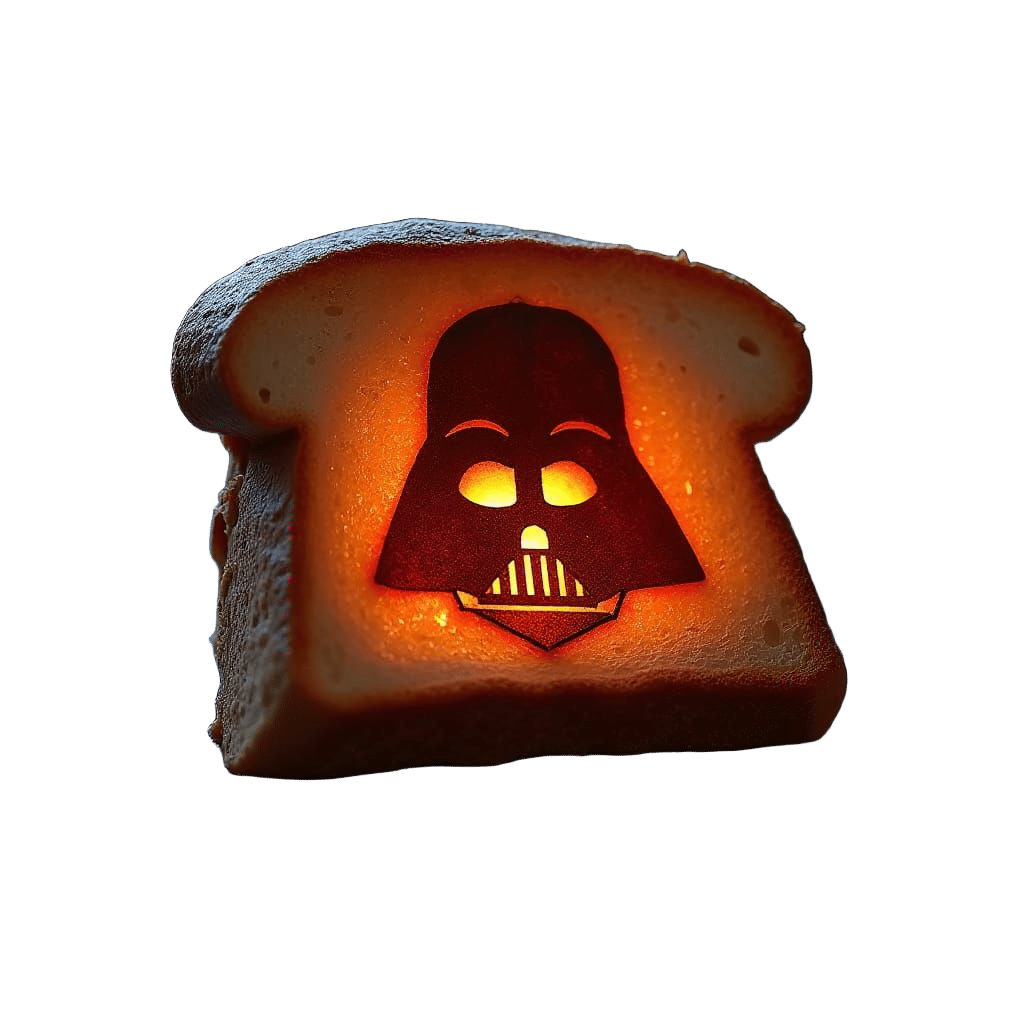 Toast with Darth Vader burnt onto it - AI Art