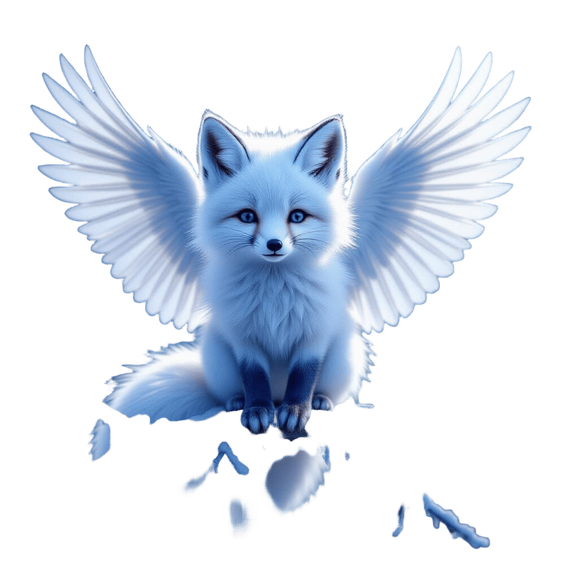 Arctic Fox Bluebird Hybrid on Frosty Branch - AI Art