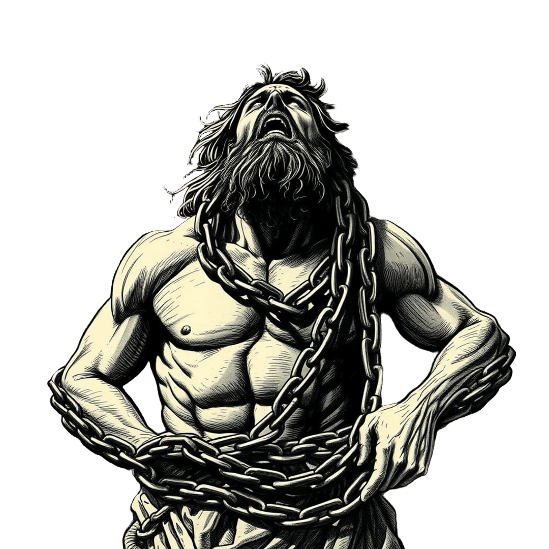 Samson Bound to a Greek Temple in Desperate Prayer - AI Art