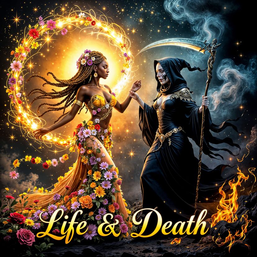 Gaia and Reaper Dance: A Dramatic 3D Render - AI Art