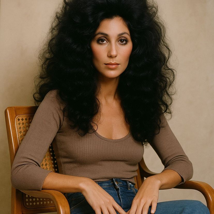 Cher in a Chair with Really Big Hair
