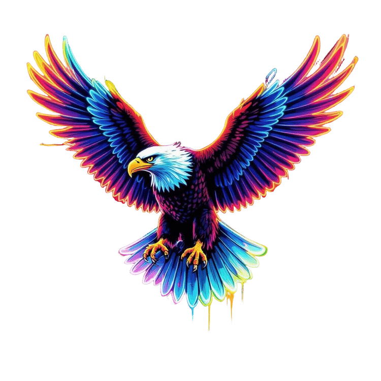 neon lighted eagle color full - Neon Eagle Bursting with Vib...