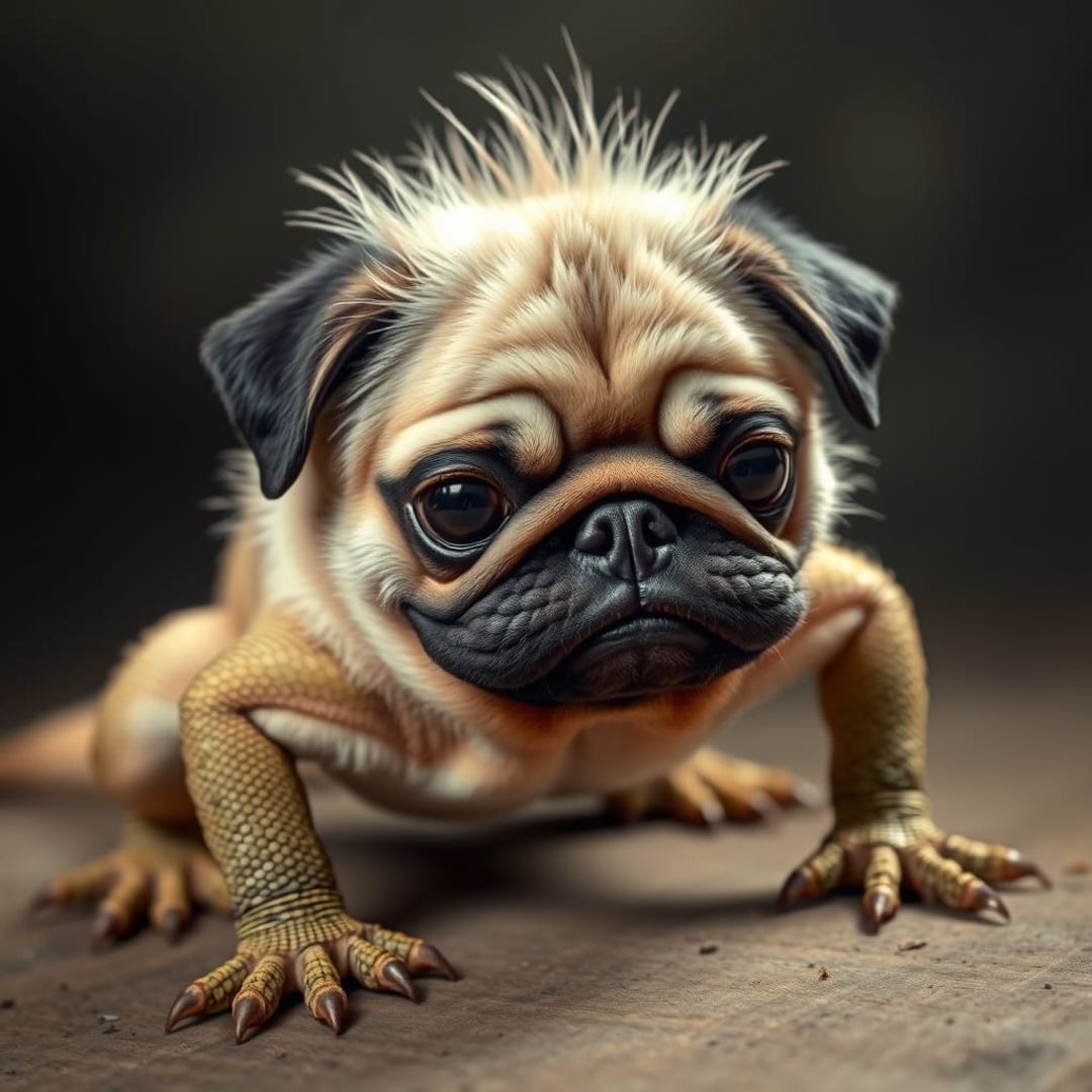PUGLY - Cute Scary Lizard Pug Hybrid Creature