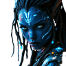 Ethereal Blue Skinned Warrior in Epic Fantasy Sci-... - AI Art