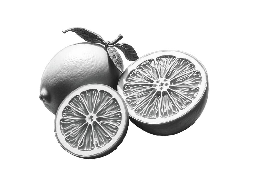 Charcoal Lemon Study with Vivid Shading - AI Art